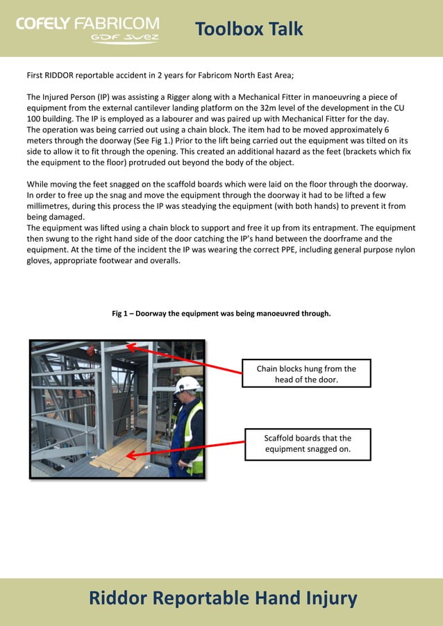 Riddor reportable hand injury | PDF