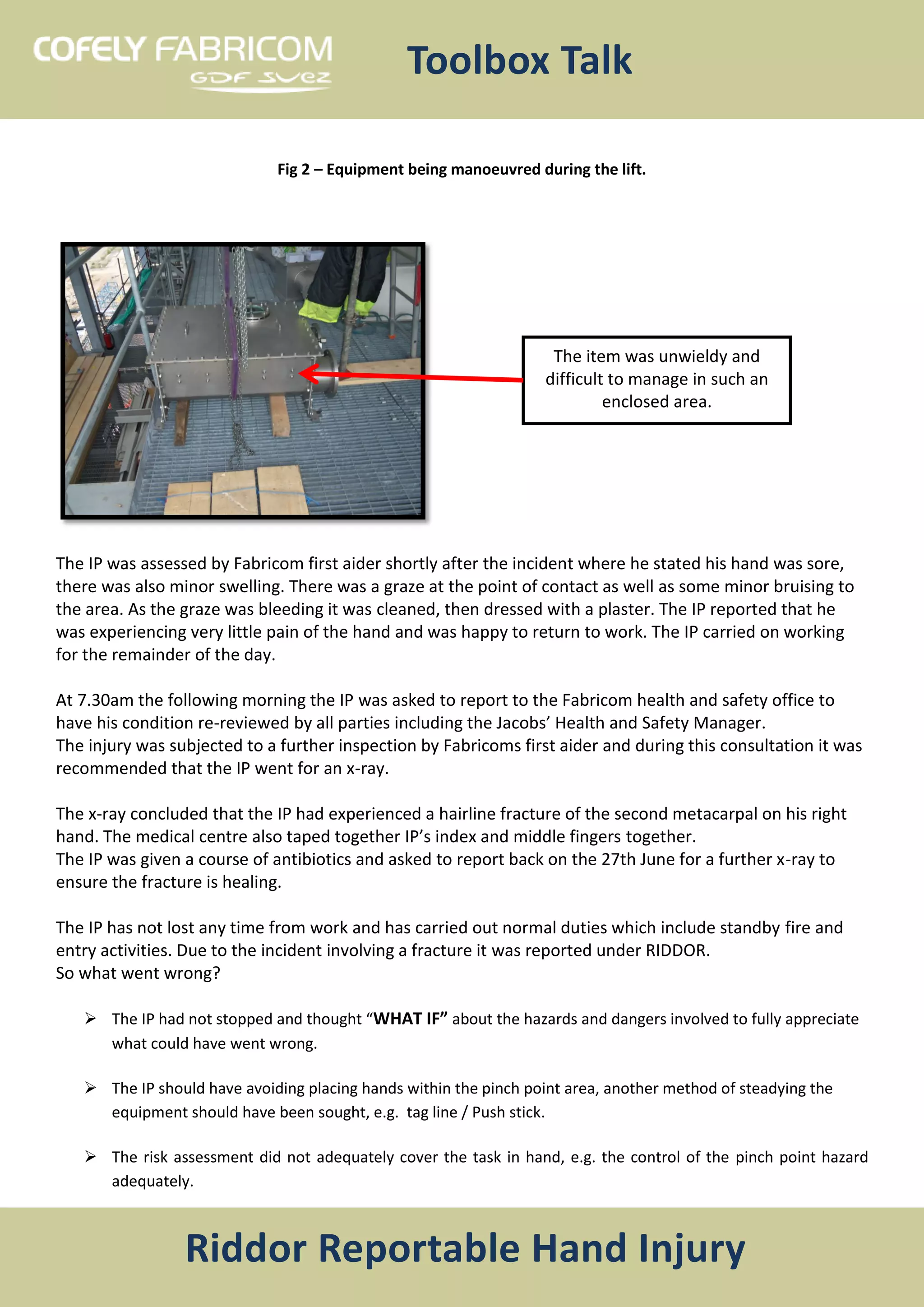 Riddor reportable hand injury | PDF