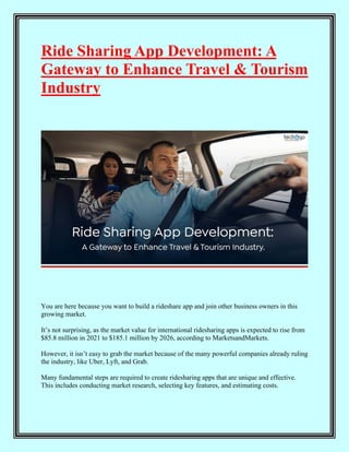 Ride Sharing App Development- A Gateway to Enhance Travel & Tourism ...