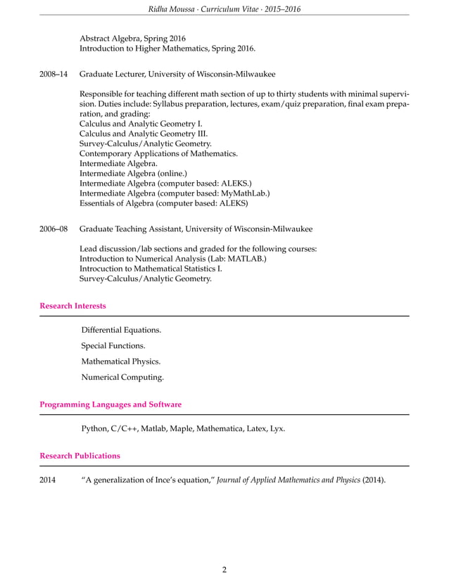 Ridha Moussa CV_1-16 | PDF