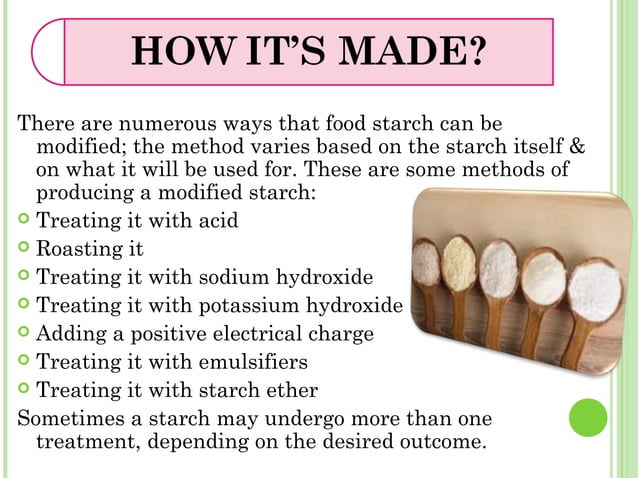 modified starch | PPT | Chemistry | Science