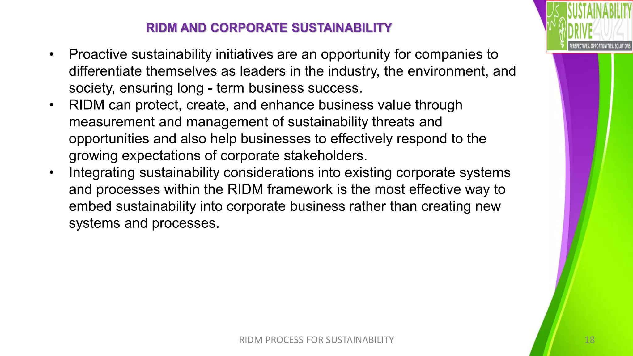 RISK-INFORMED DECISION-MAKING PROCESS FOR CORPORATE SUSTAINABLE ...