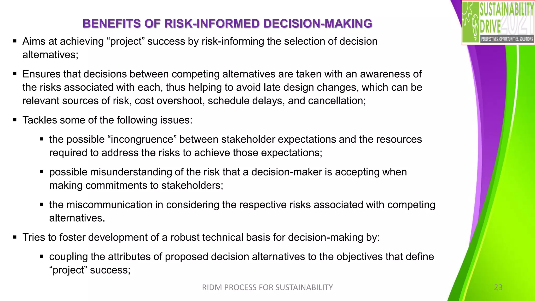 RISK-INFORMED DECISION-MAKING PROCESS FOR CORPORATE SUSTAINABLE ...