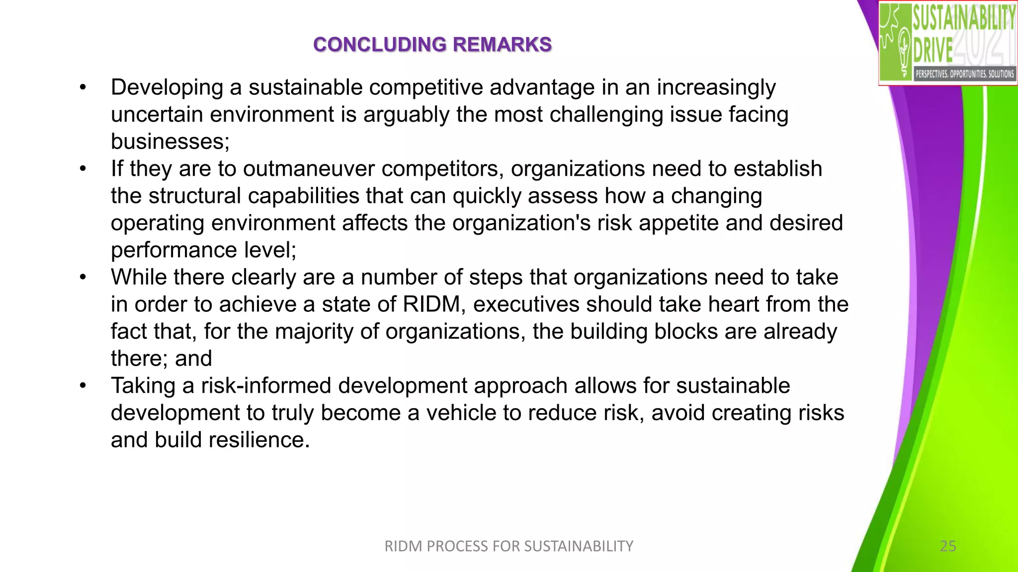 RISK-INFORMED DECISION-MAKING PROCESS FOR CORPORATE SUSTAINABLE ...
