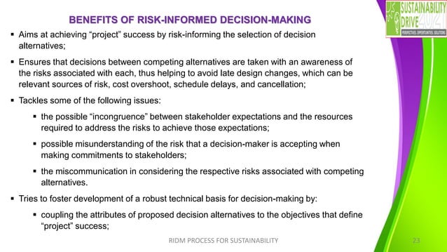 RISK-INFORMED DECISION-MAKING PROCESS FOR CORPORATE SUSTAINABLE ...