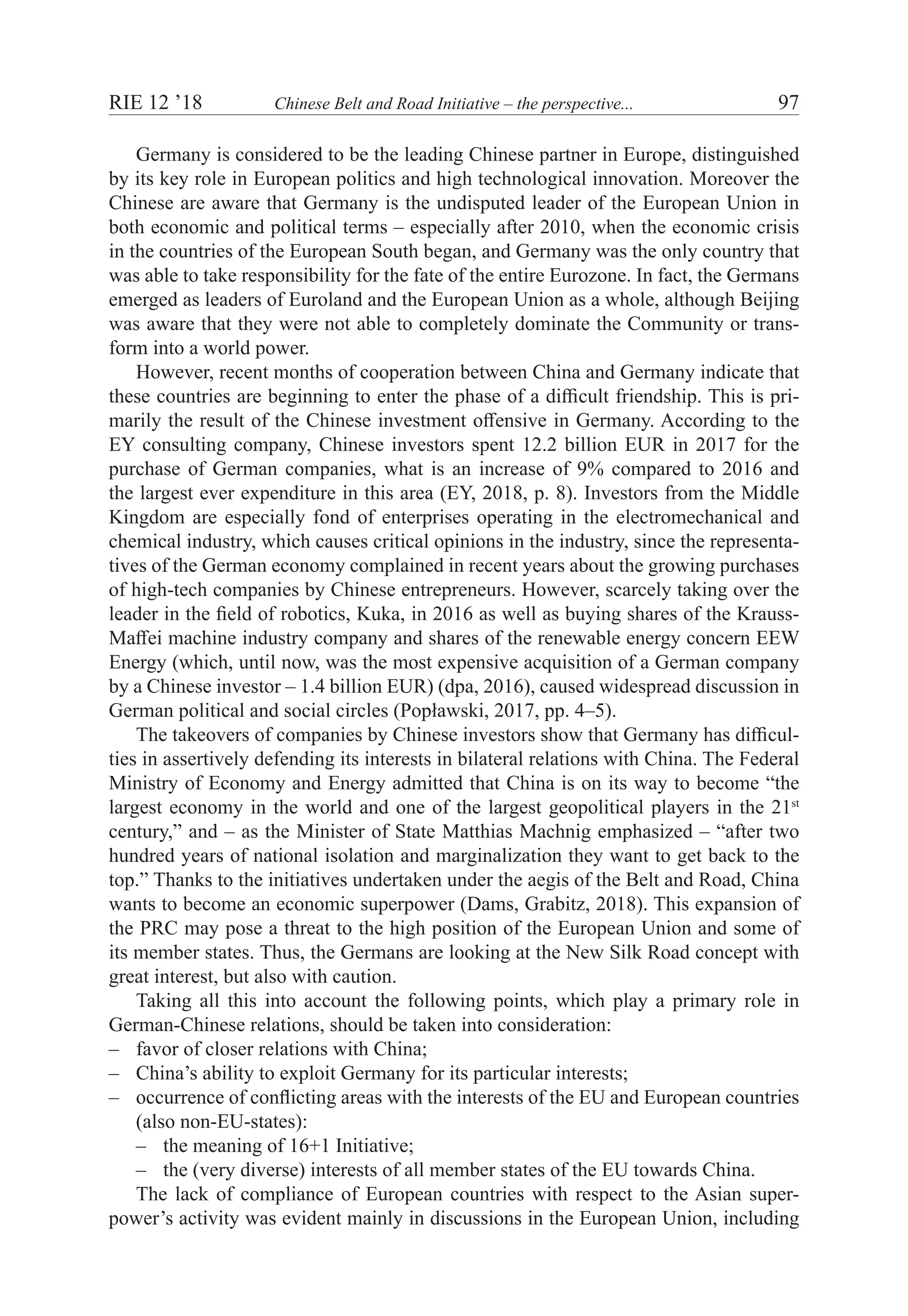 Chinese Belt and Road Initiative – the perspective of the Federal ...
