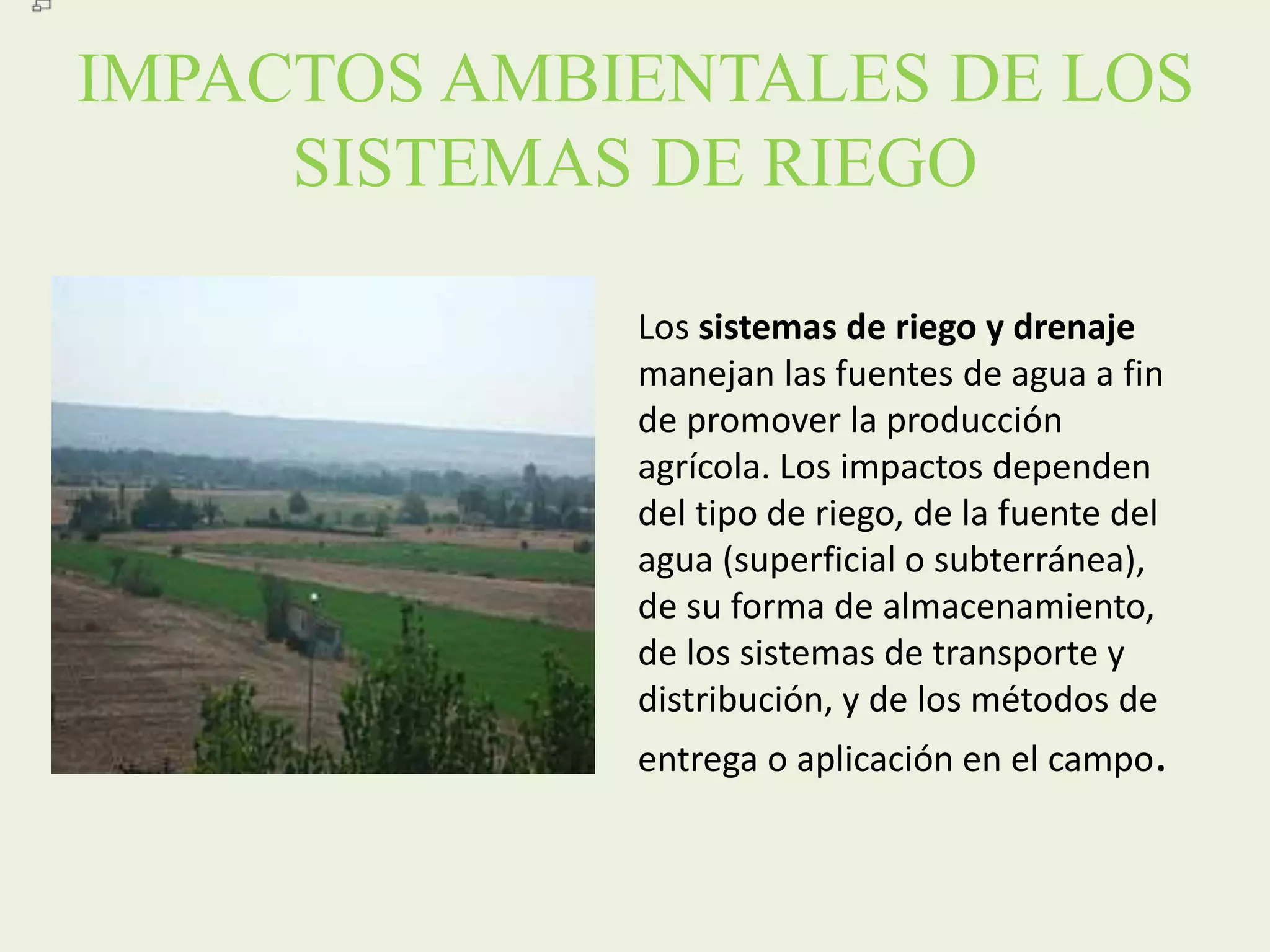 Riego y drenaje de suelos agricolas | PPT