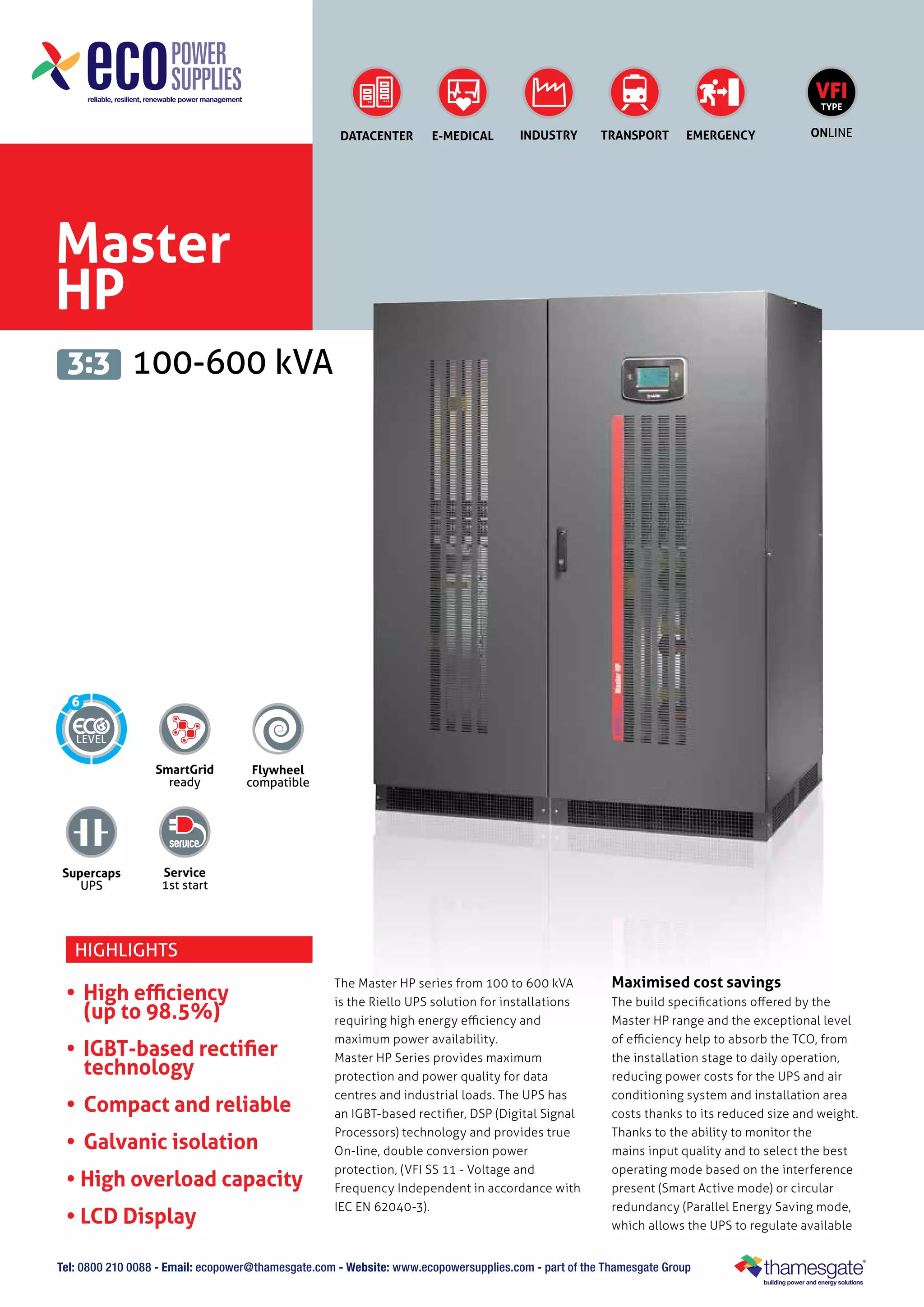 Riello master-hp-ups-datasheet | PDF