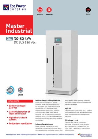Riello master-industrial-ups-datasheet | PDF