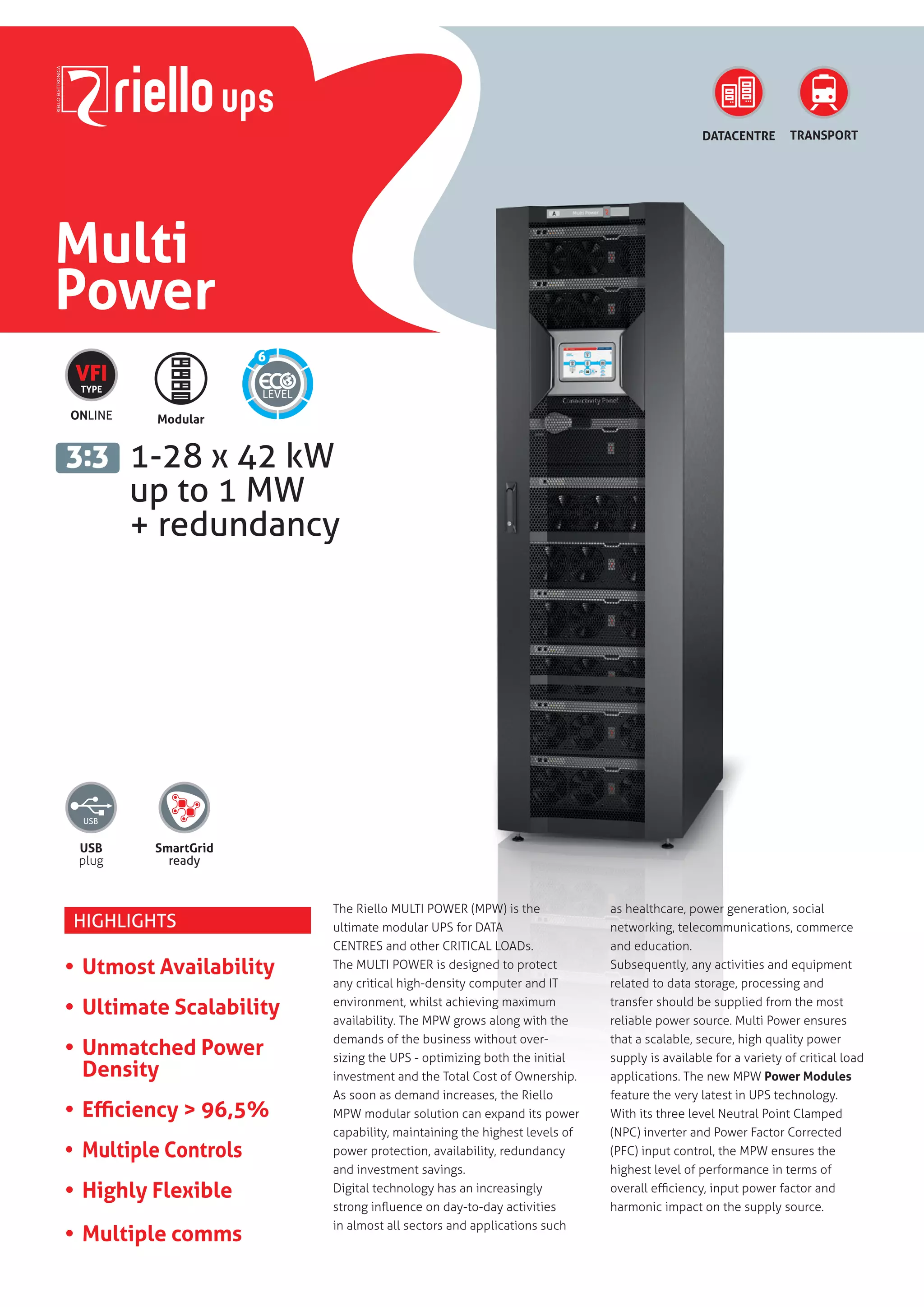 Riello multi-power-modular-ups-datasheet | PDF