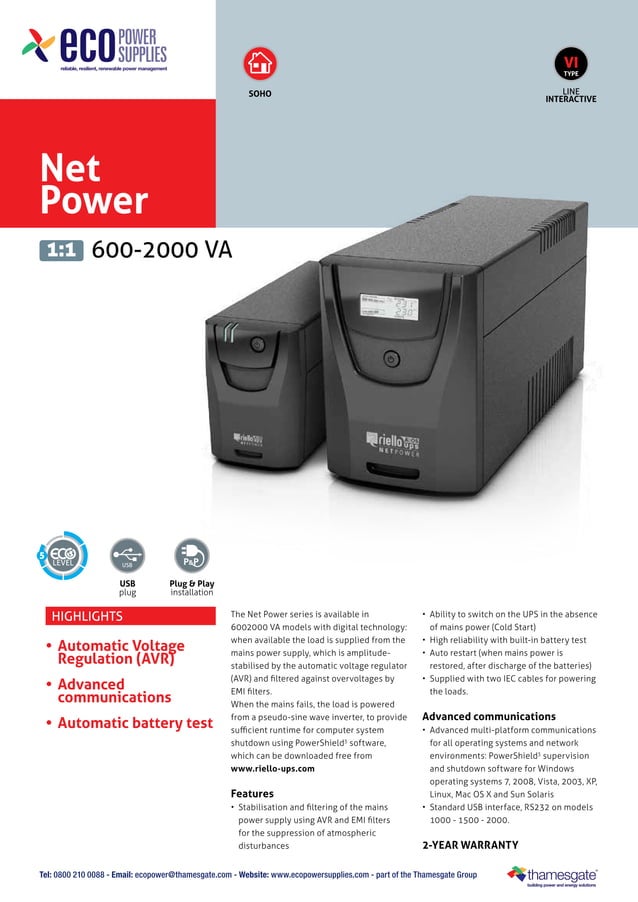 ecopowersupplies:-Riello net-power-ups-datasheet | PDF