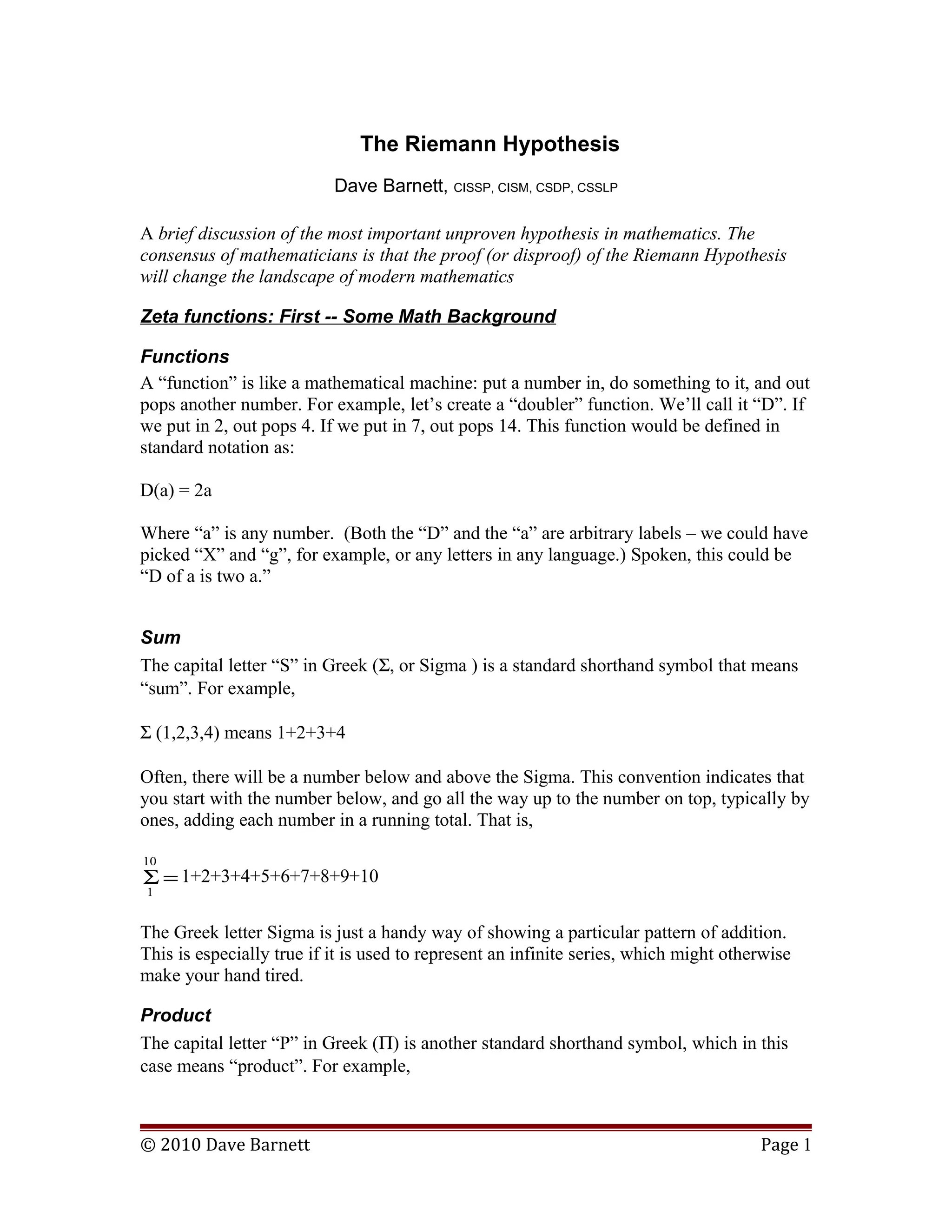 Riemann Hypothesis | DOC | Physics | Science