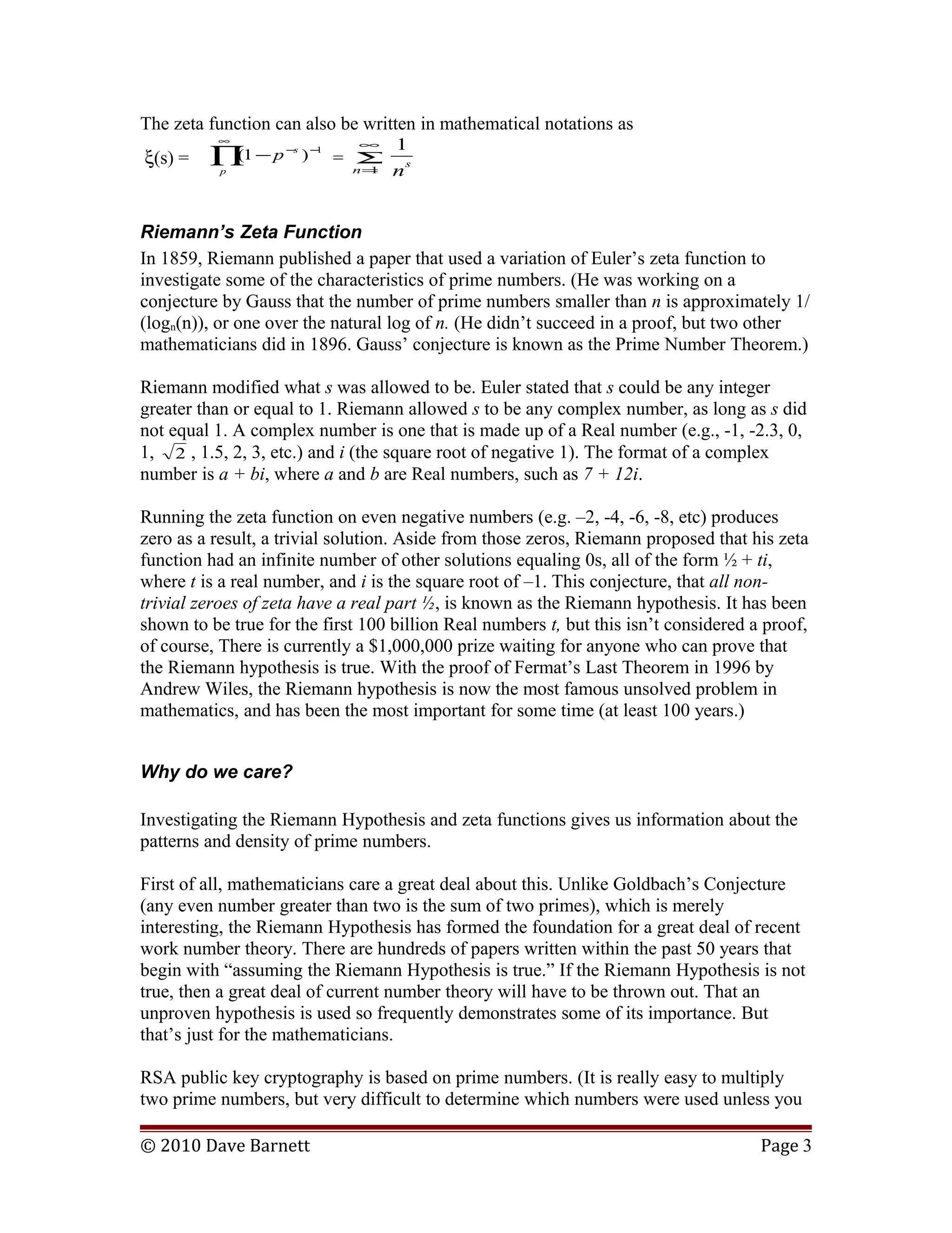 Riemann Hypothesis | DOC | Physics | Science