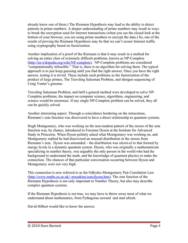 Riemann Hypothesis | DOC | Physics | Science