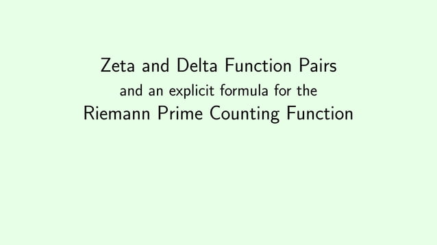 Explicit Formula For Riemann Prime Counting Function Pdf