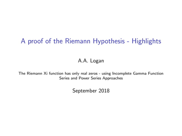 Riemann hypothesis proof_highlights_presentation | PPT