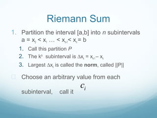 Riemann sumsdefiniteintegrals | PPT