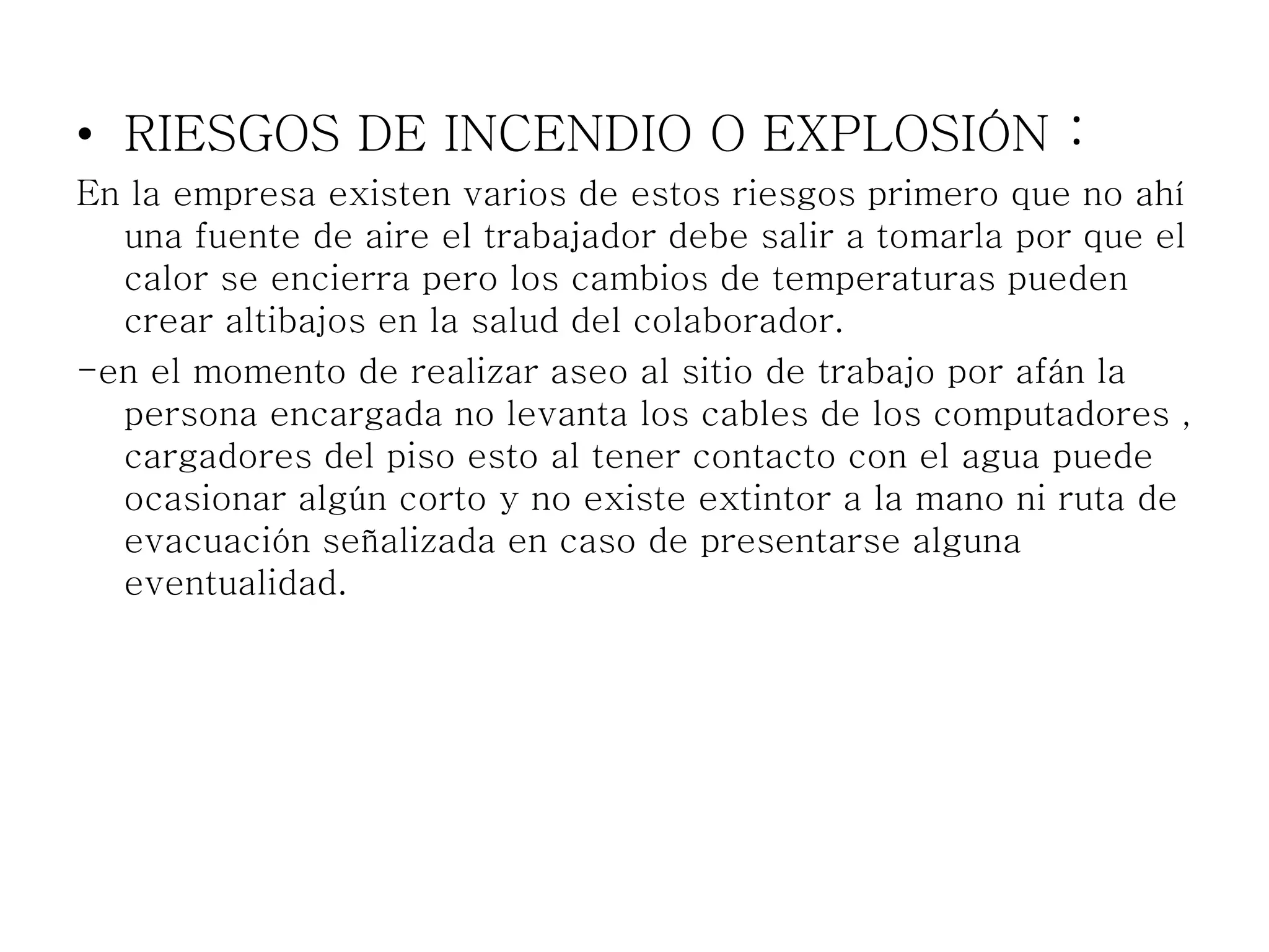 Riesgos de incendio o explosión sebastian... | PPTX