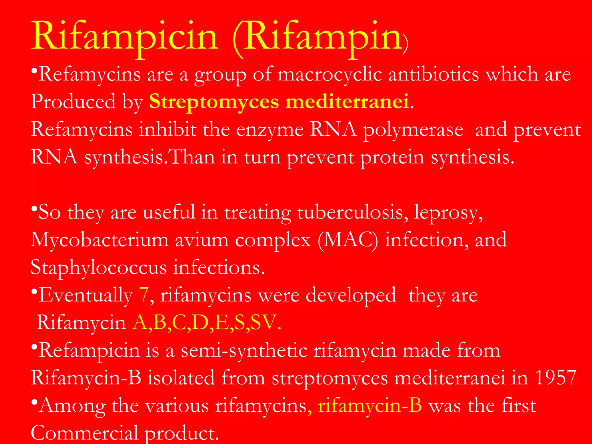 RIFAMPICIN [MEDICINAL CHEMISTRY] BY P.RAVISANKAR. | PPT