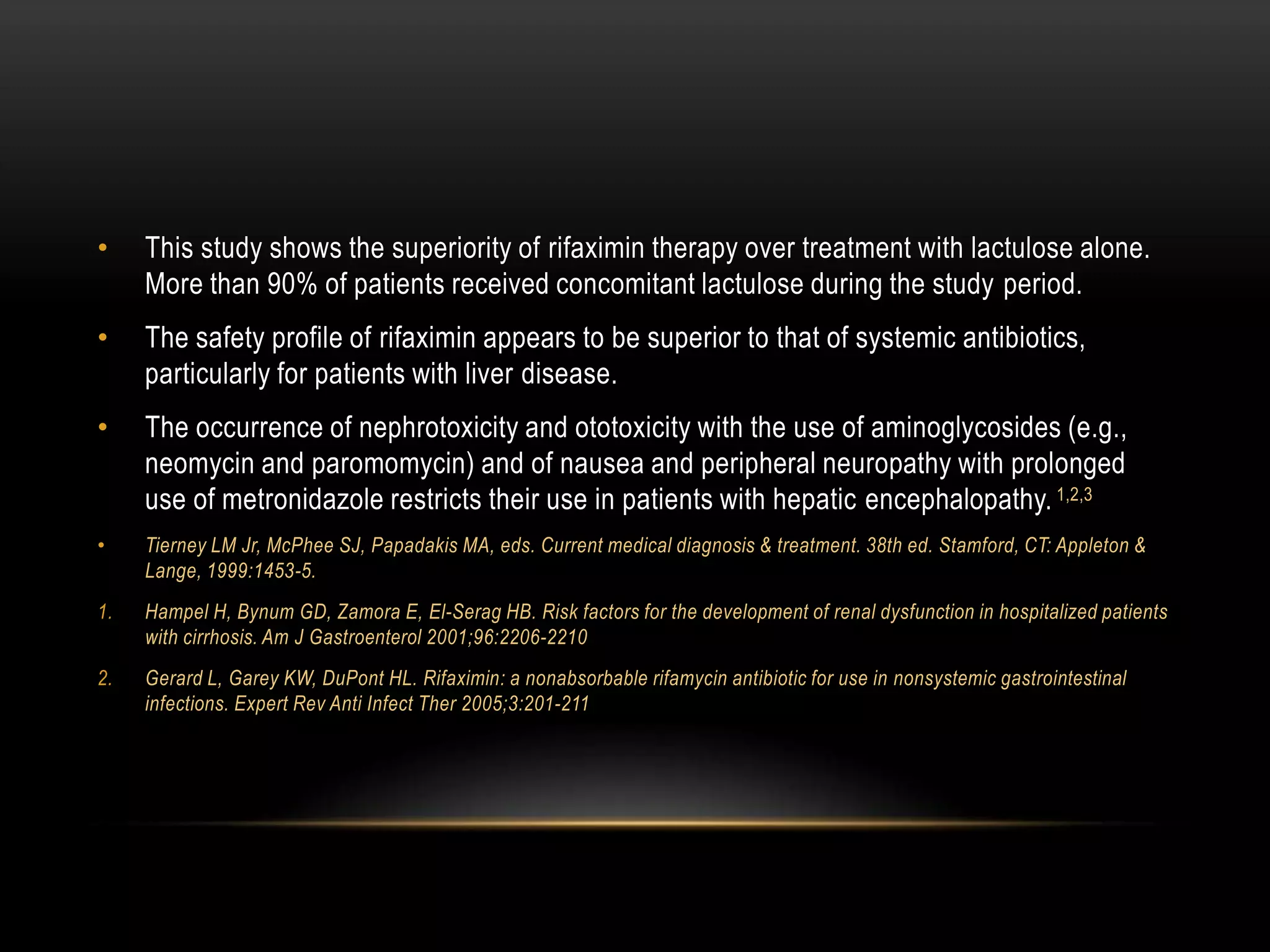 Rifaximin treatment in hepatic encephalopathy | PPTX