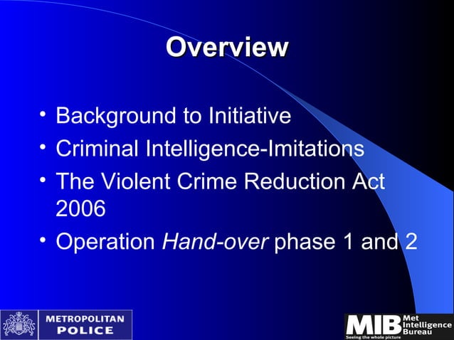 London Imitation Firearms Operation | PPT | Crime & Harmful Acts to ...
