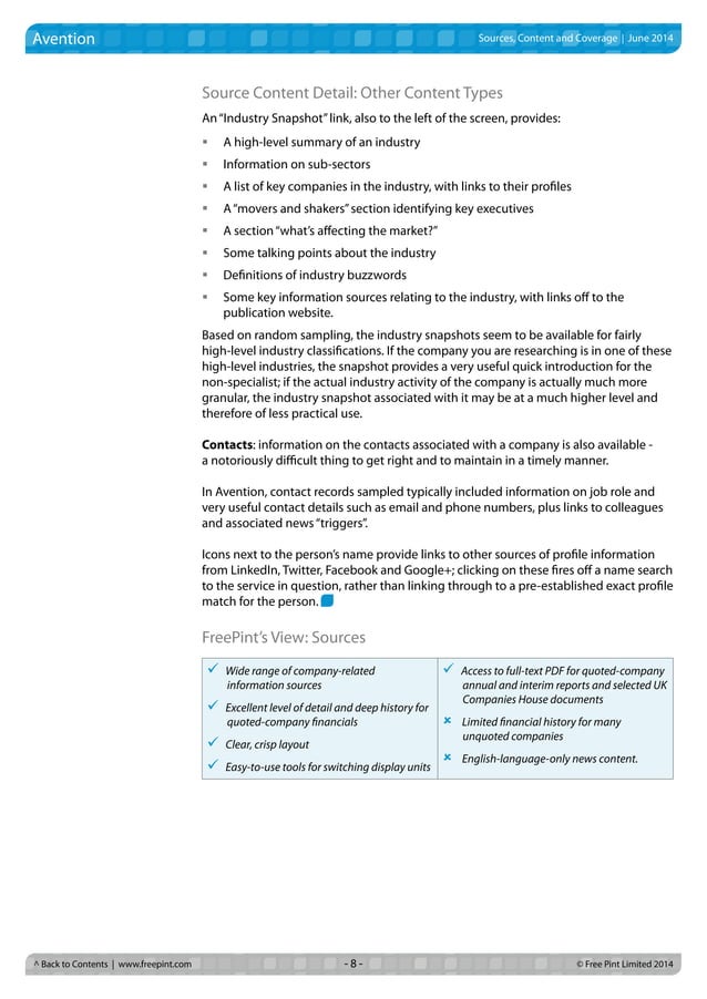 FreePint Review of Avention | PDF