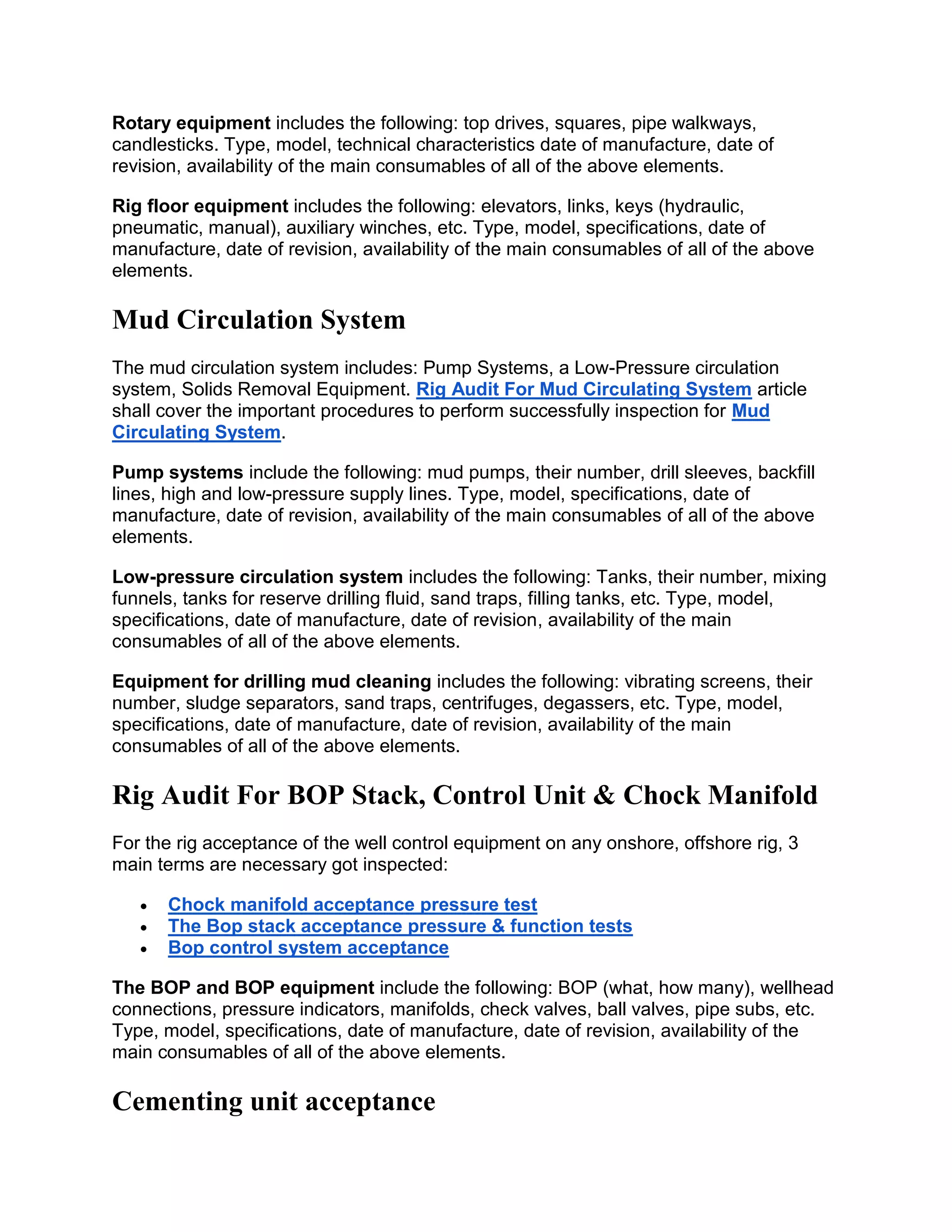 Rig audit, acceptance & commissioning procedures | PDF