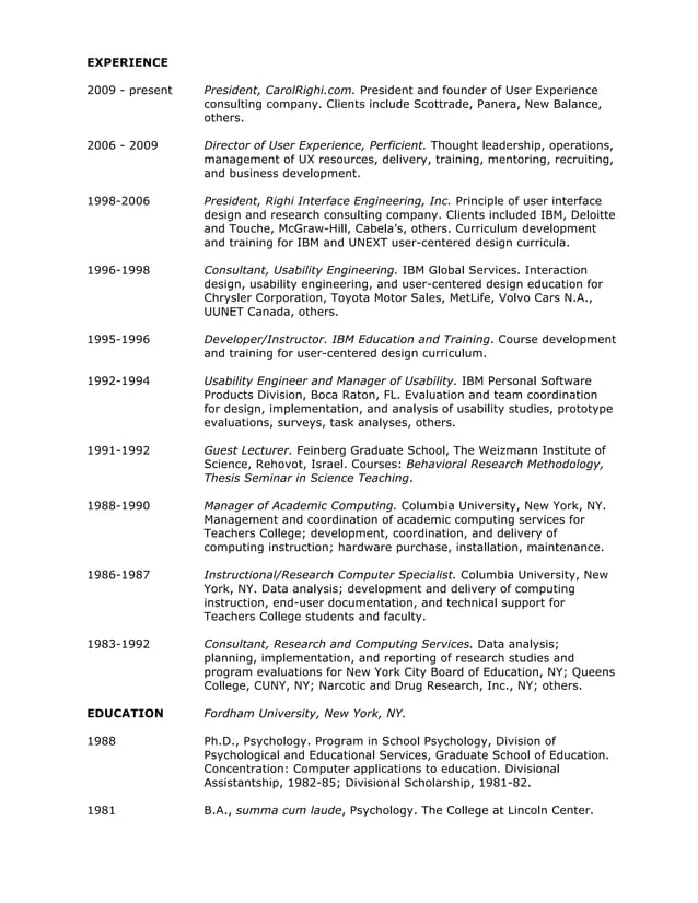 Carol Righi Resume | PDF