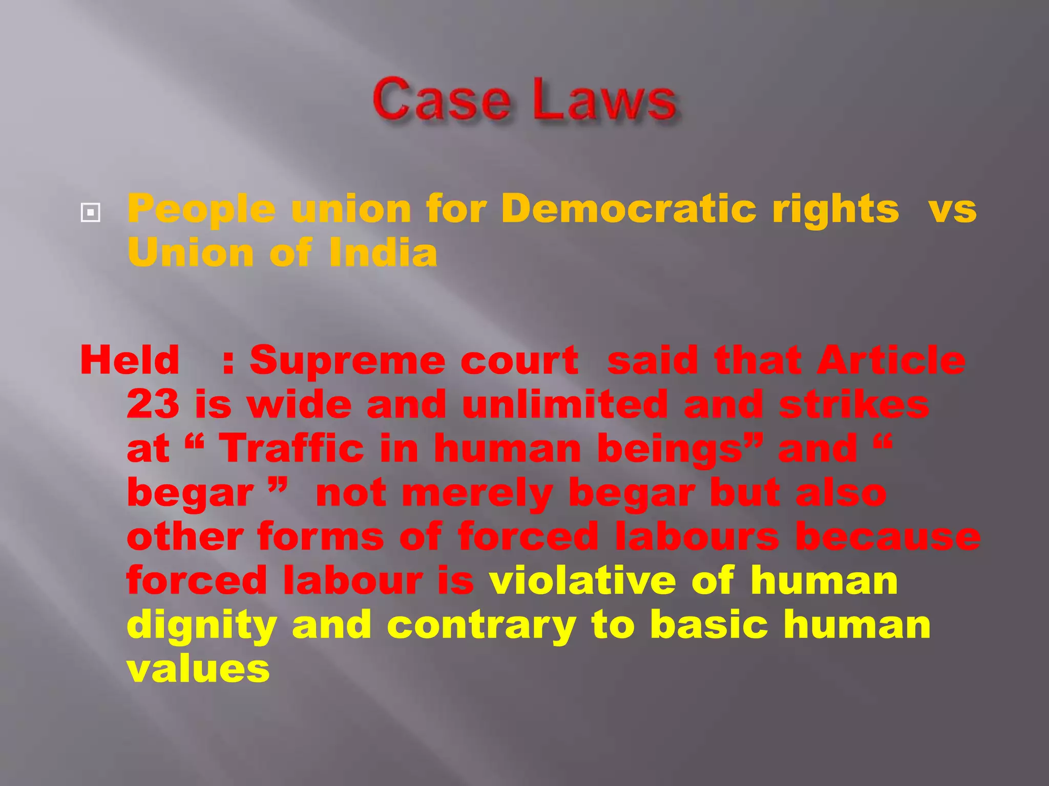 Article 23 Right Against Exploitation Pptx Law
