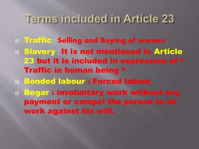 Article 23 - Right against exploitation | PPTX | Law