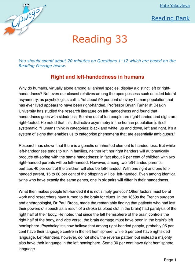 Right and left handedness in humans | PDF