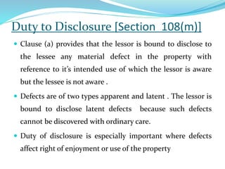 Right and liabilities of lessor & lessee under Transfer of Property Act ...