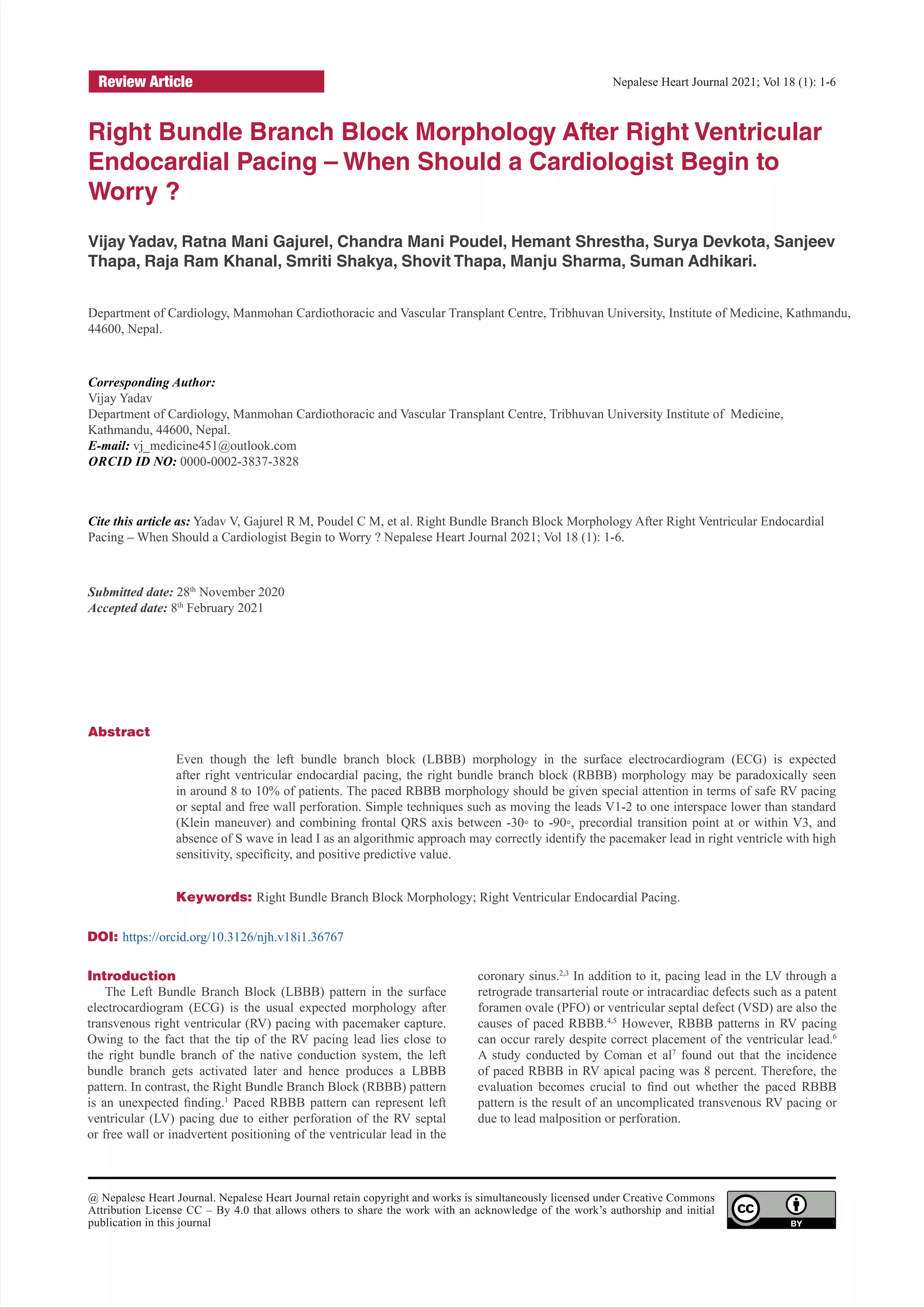 Right bundle branch block morphology after right ventricular ...