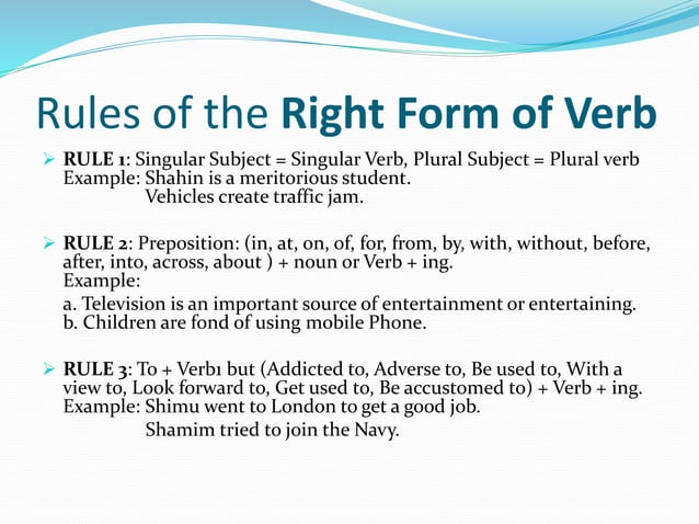 Right form of verb | PPTX