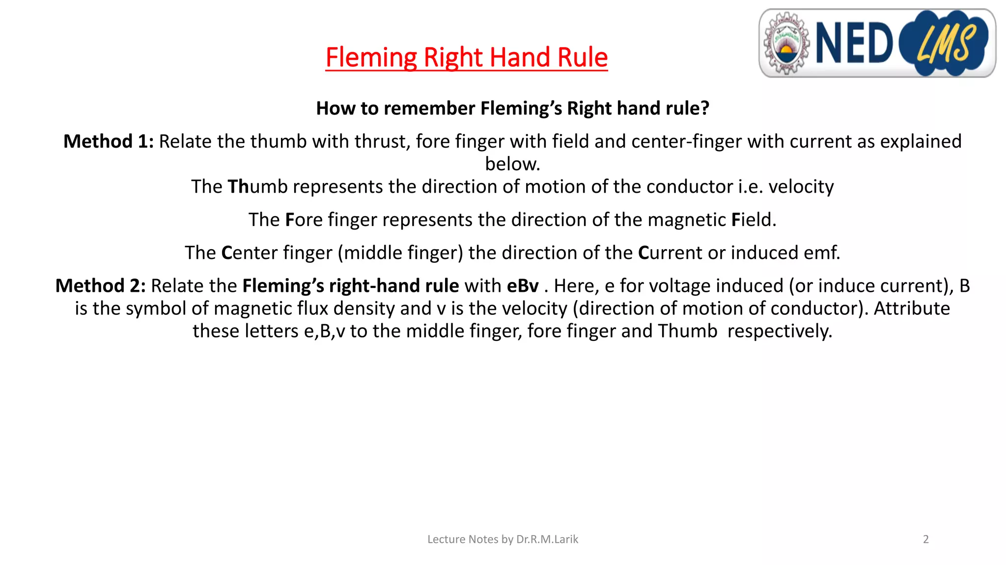 Right hand and left hand rules rotating magnetic field | PDF