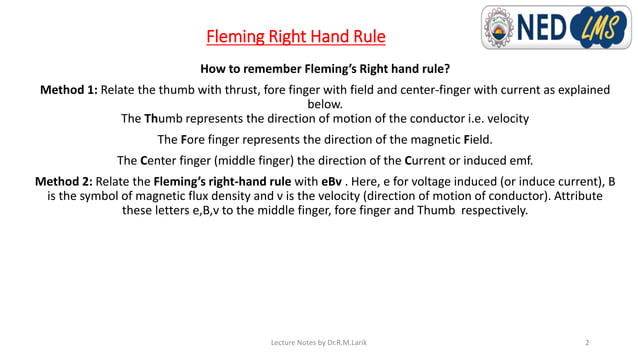 Right hand and left hand rules rotating magnetic field | PDF