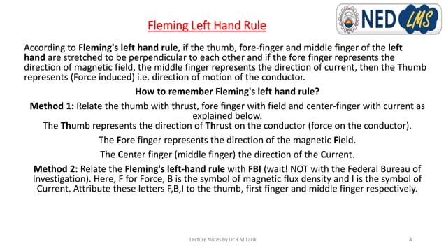 Right hand and left hand rules rotating magnetic field | PDF