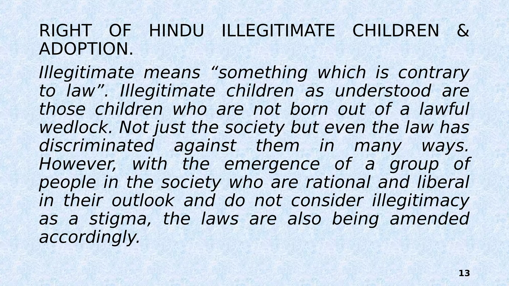 Right of Children Maintenance, Inheritance, Right of Illegitimate ...