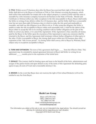 Rider to Contract of Sale: Right of first refusal | PDF