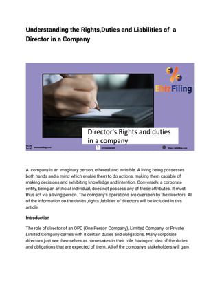 Rights, duties and liability of Director | PDF