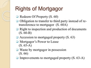 Rights and duties of the mortgagor and mortgagee sheetal | PPTX