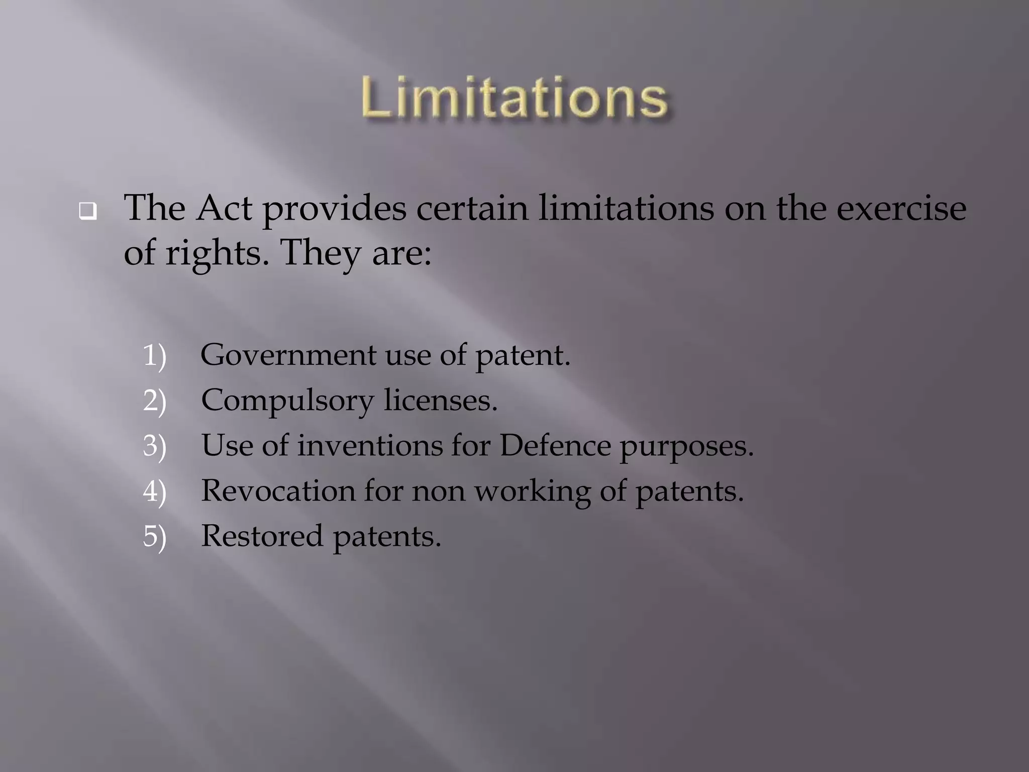 Rights and limitations of patentee | PPTX