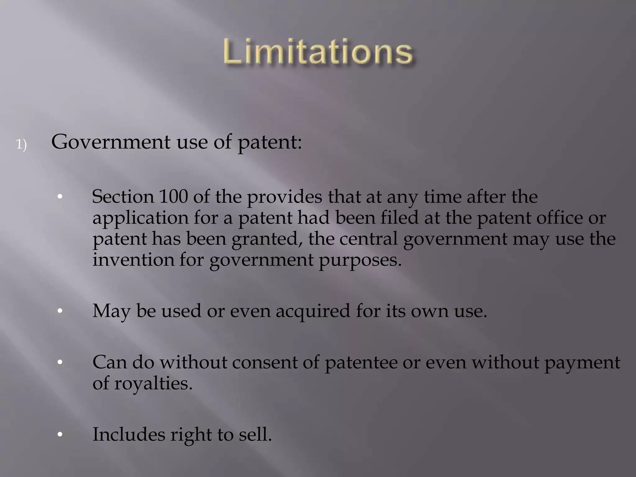 Rights and limitations of patentee | PPTX