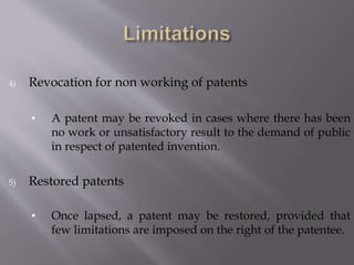 Rights and limitations of patentee | PPTX