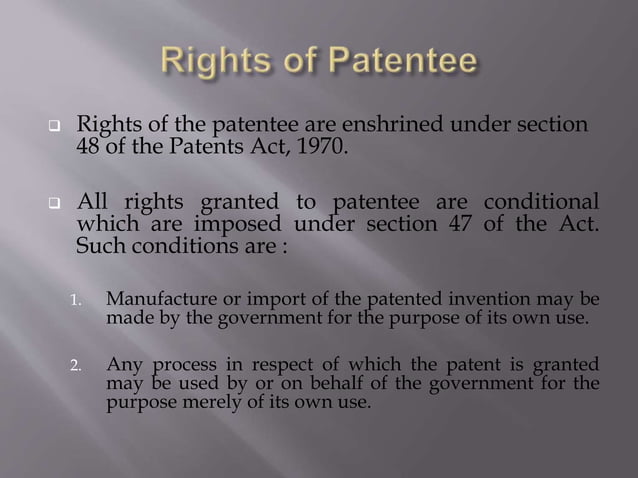 Rights and limitations of patentee | PPTX | Law