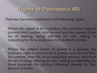 Rights and limitations of patentee | PPTX