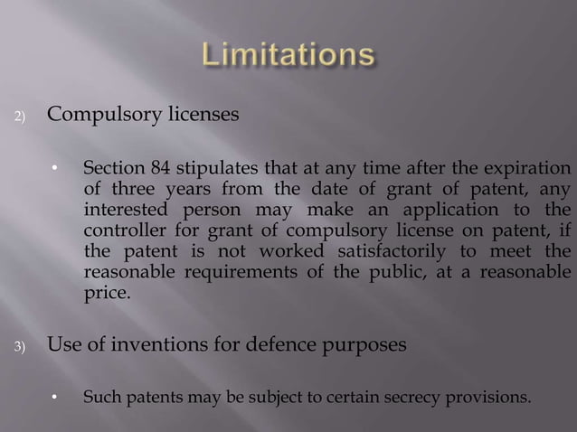 Rights and limitations of patentee | PPTX | Law