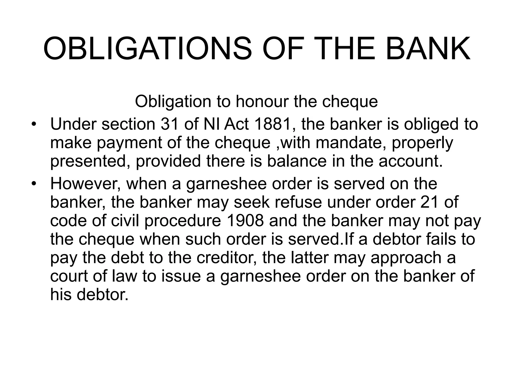 Rights and obligations of banker | PPT