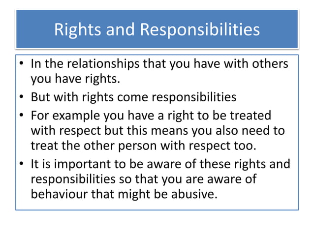 Rights and responsibilities in relationships | PPTX
