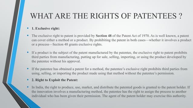 RIGHTS AND RESPONSIBILITIES OF A PATENTEE.pptx